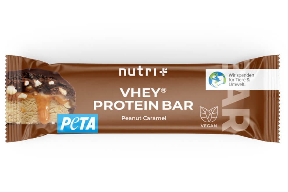 PETA und Nutri+ launchen neuen Vhey Protein Bar Peanut CarameCaramel